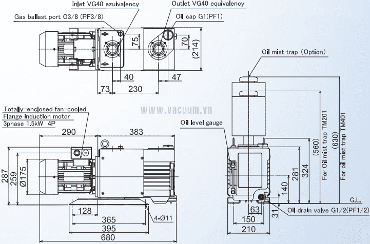 Bơm chân không ULVAC VD40C