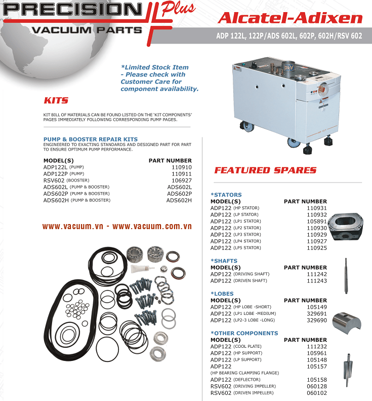 Phụ tùng bơm chân không Alcatel RSV 602